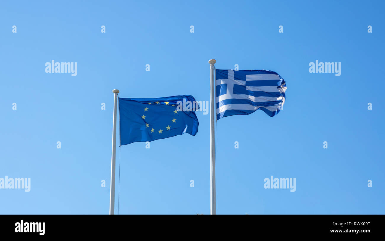 Flags of greece and the eu hi-res stock photography and images - Alamy