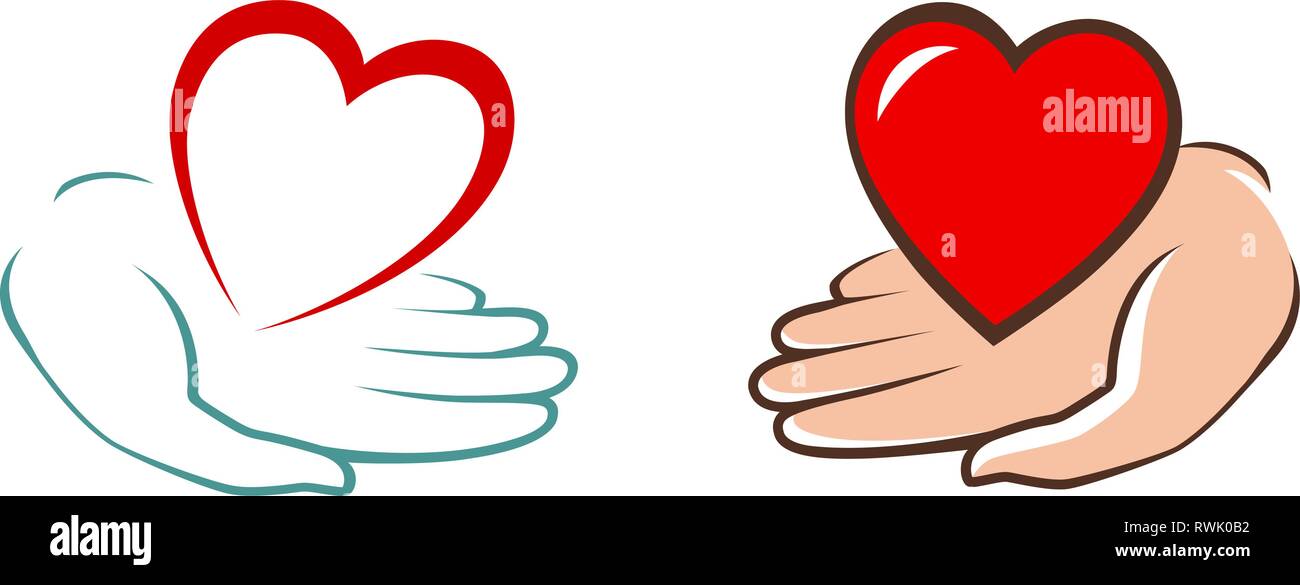 Heart in hand logo. Charity, assistance, donation icon. Vector Stock ...