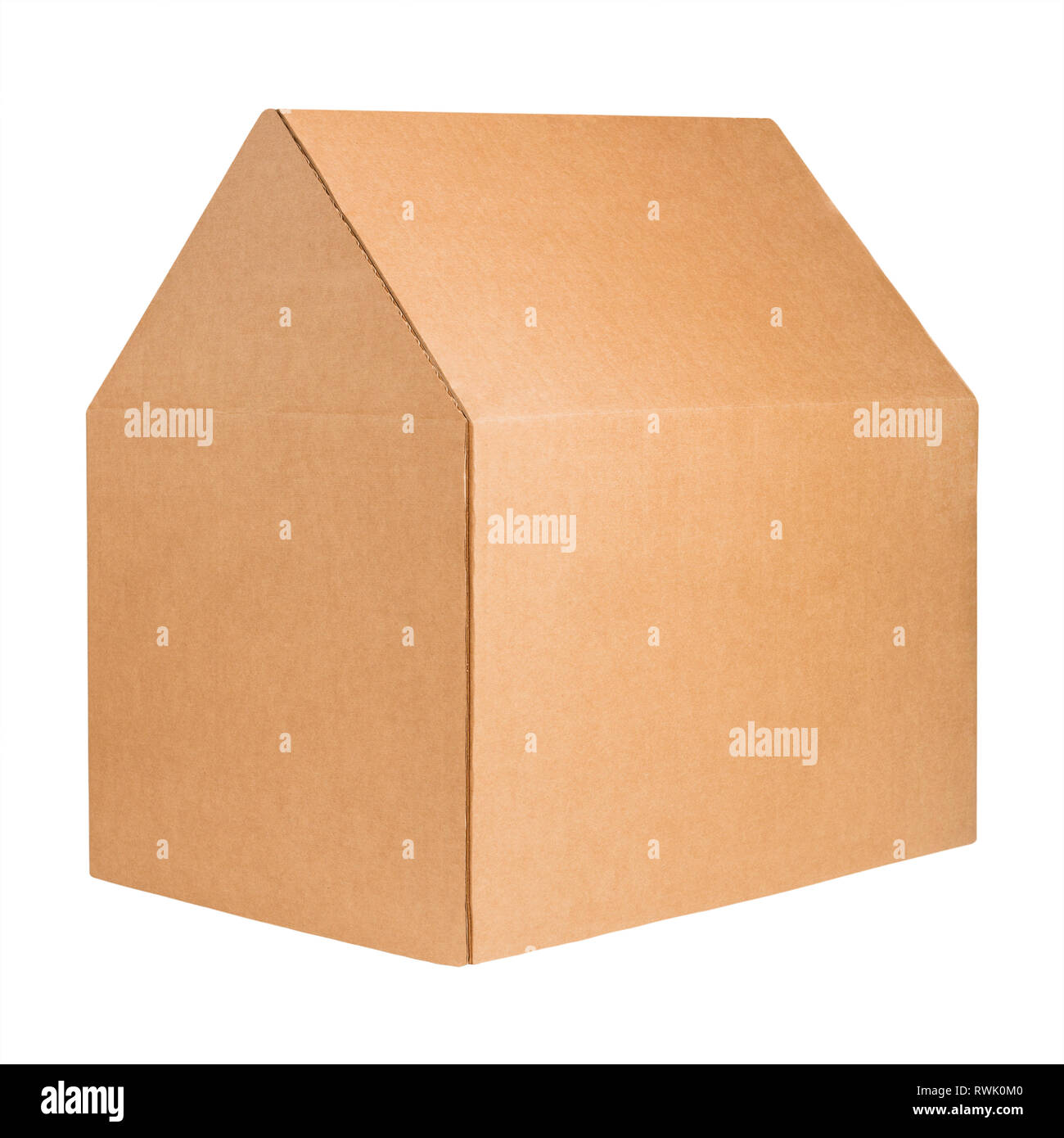 Cardboard house isolated on white background Stock Photo - Alamy