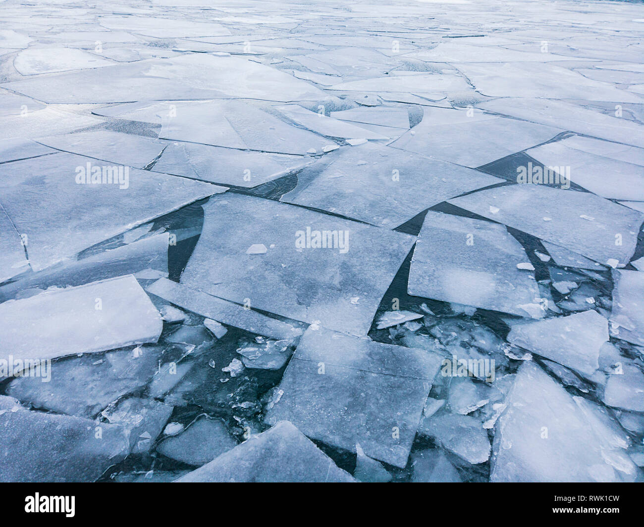 Cracked ice on the surface of the ocean. Global warnimg concept Stock ...