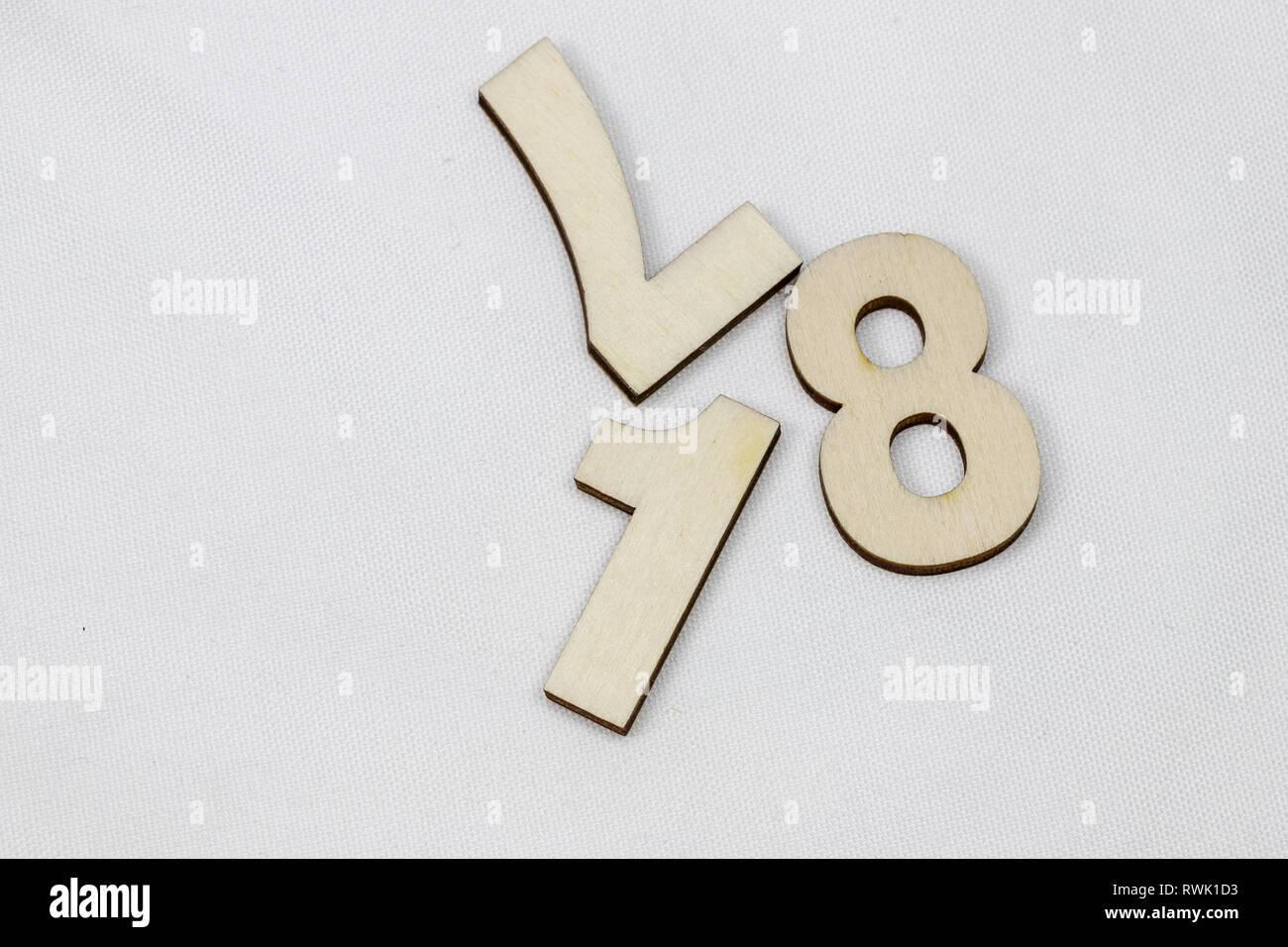 Wooden number on the white background Stock Photo - Alamy