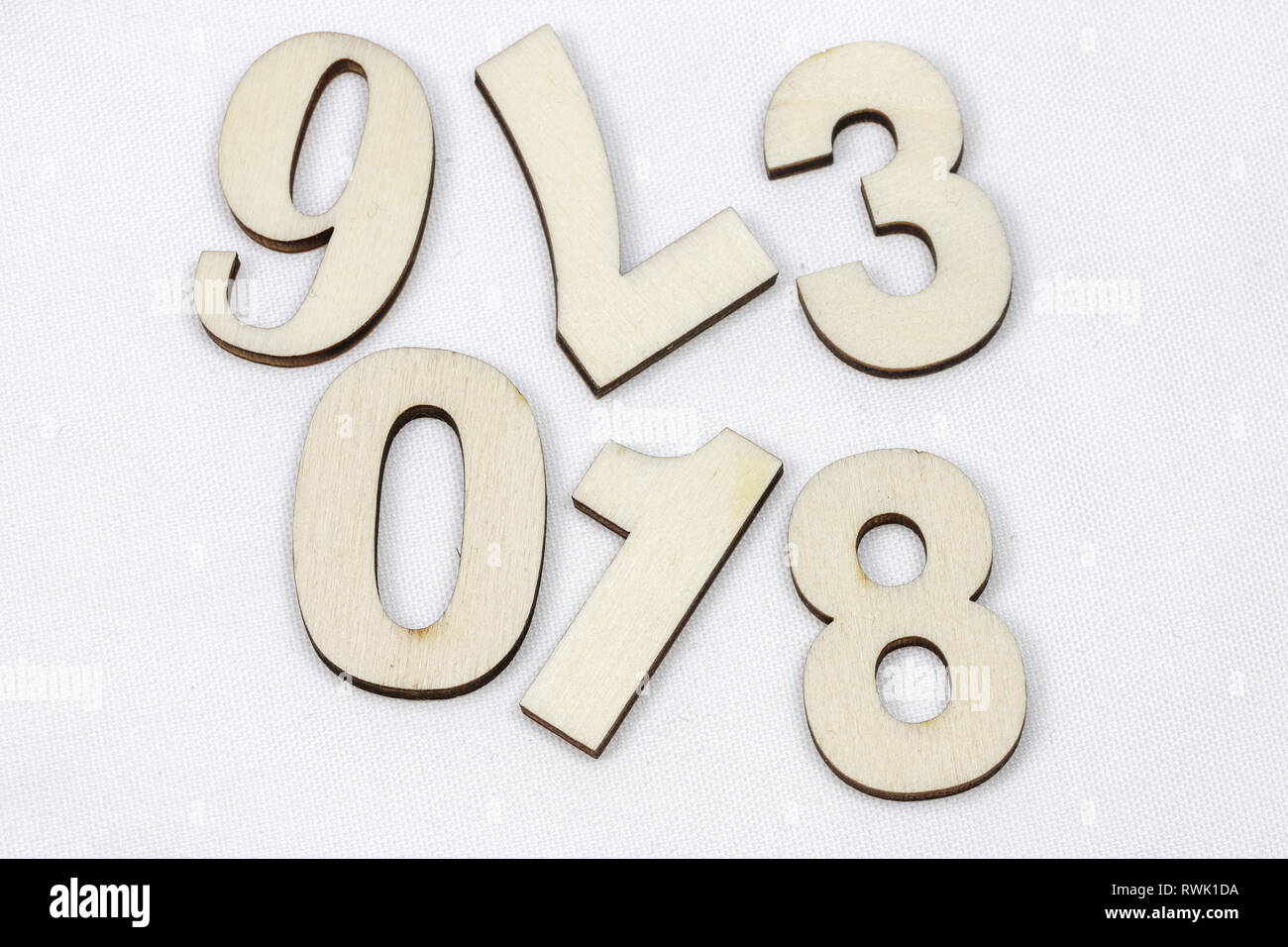Wooden number on the white background Stock Photo - Alamy