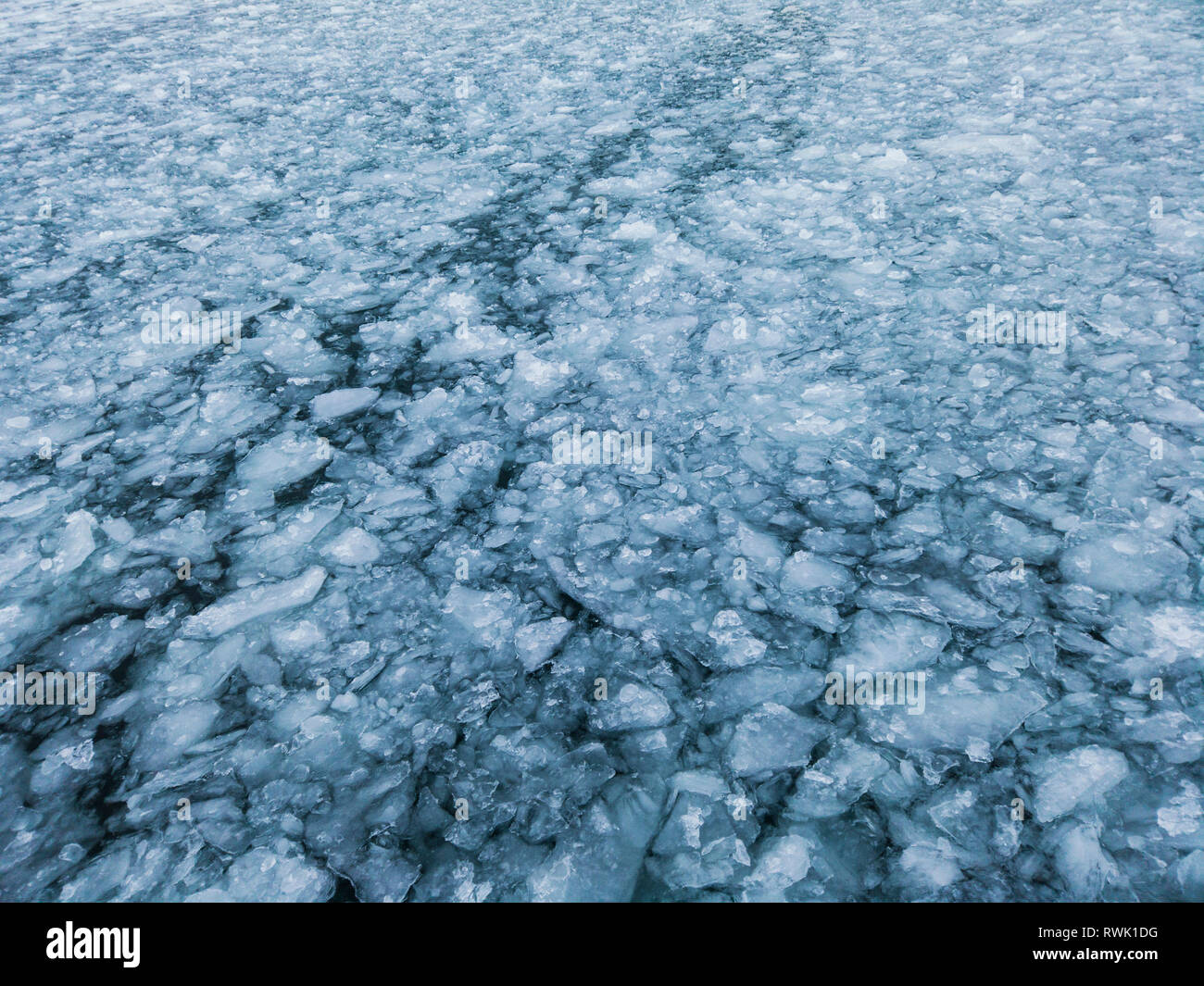 Cracked ice on the surface of the ocean. Global warnimg concept Stock ...