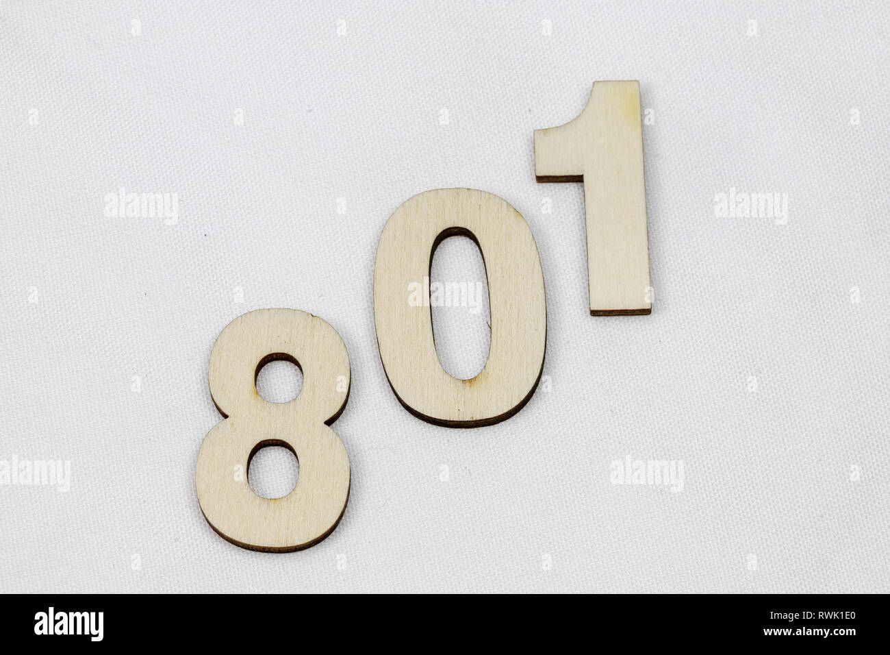 Wooden number on the white background Stock Photo - Alamy