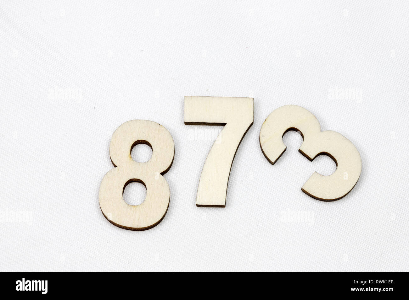 Wooden number on the white background Stock Photo - Alamy