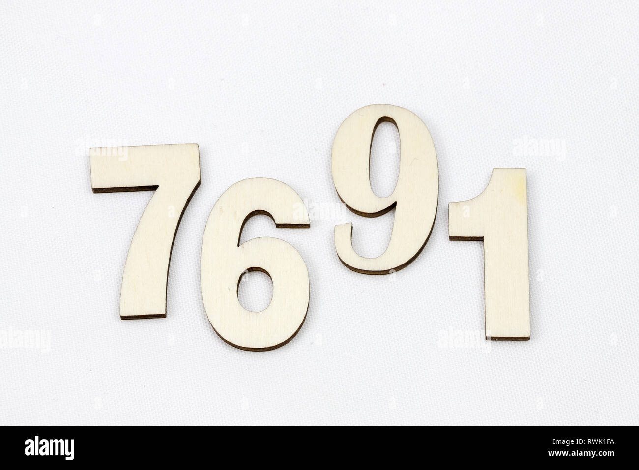 Wooden number on the white background Stock Photo - Alamy