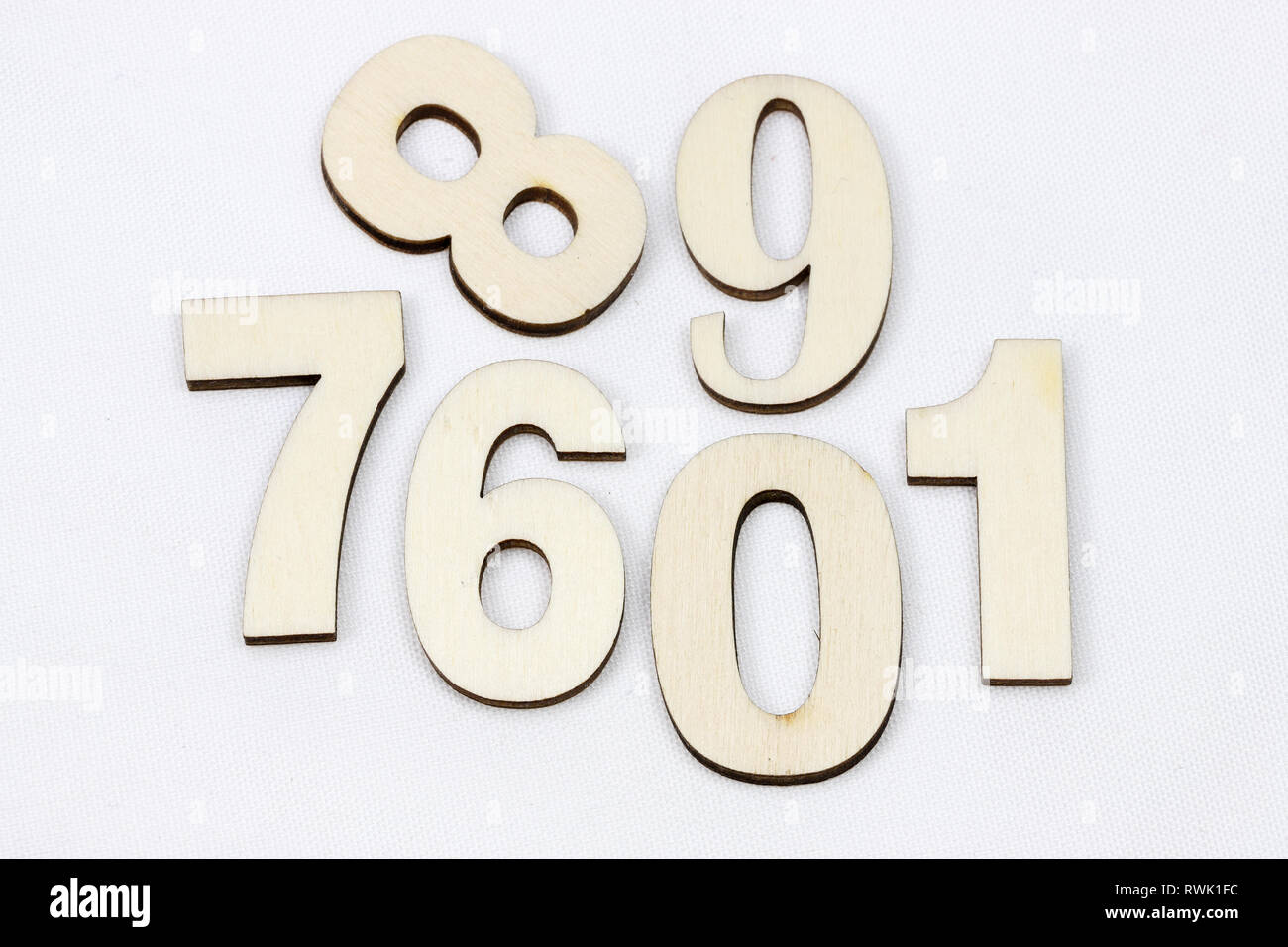 Wooden number on the white background Stock Photo - Alamy