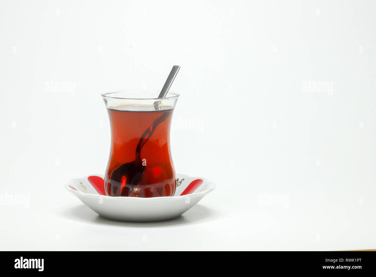 Turkish tea and white background Stock Photo - Alamy