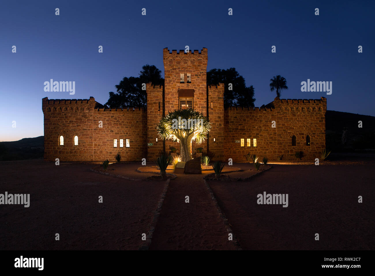 The traditionally built Duwisib Castle located in the south of Namibia ...