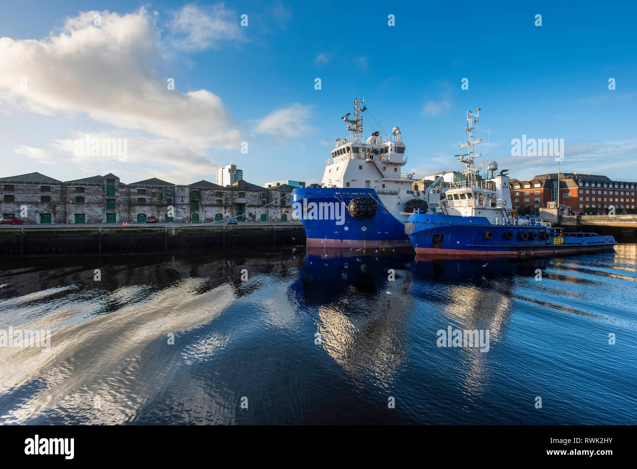 Ships in the port of Cork; Cork City, County Cork, Ireland Stock Photo ...