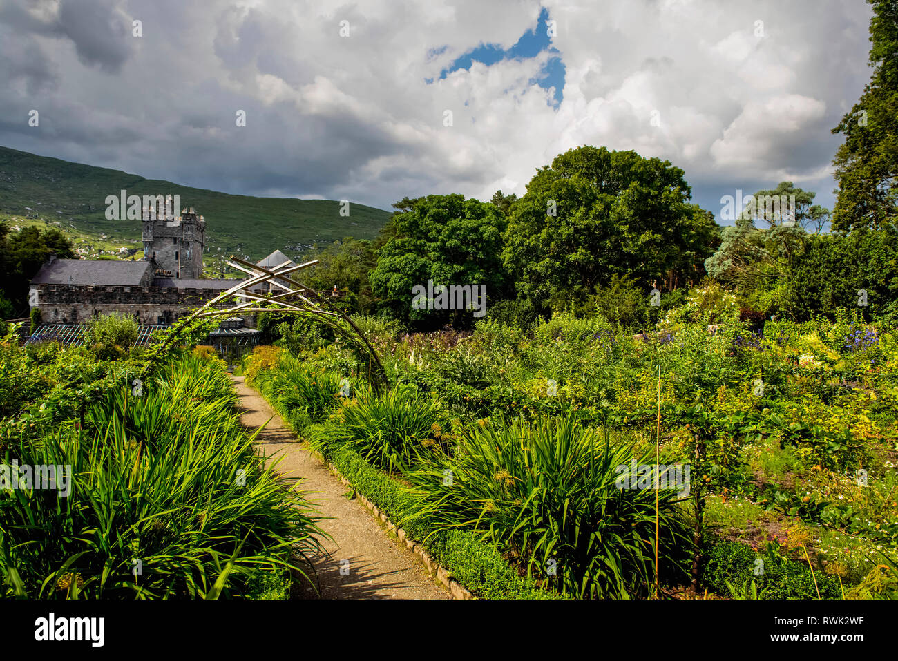 Castle and gardens in Glenveagh National Park; County Donegal, Ireland ...