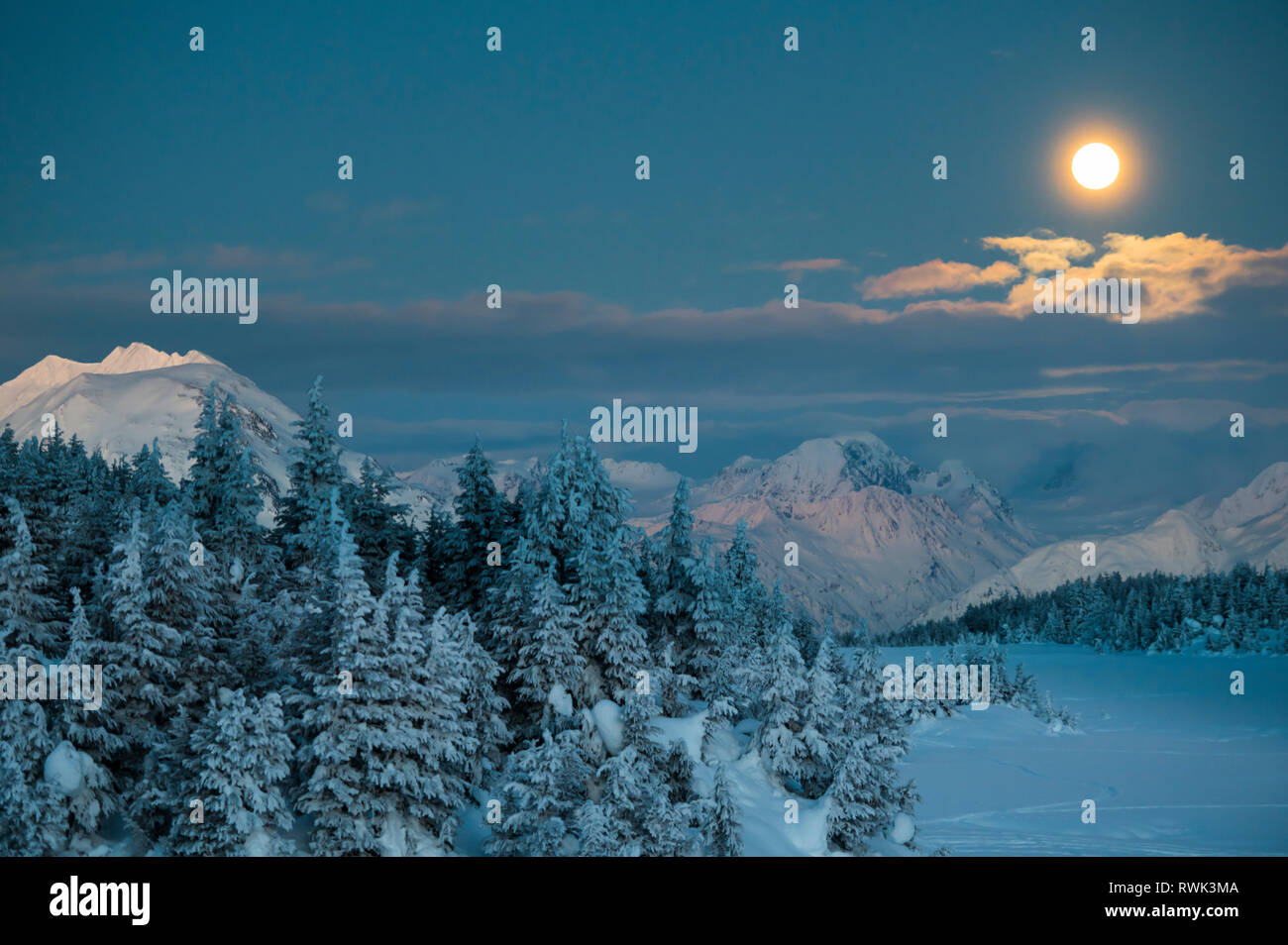 Moon And Snowy Mountains High Resolution Stock Photography and Images ...