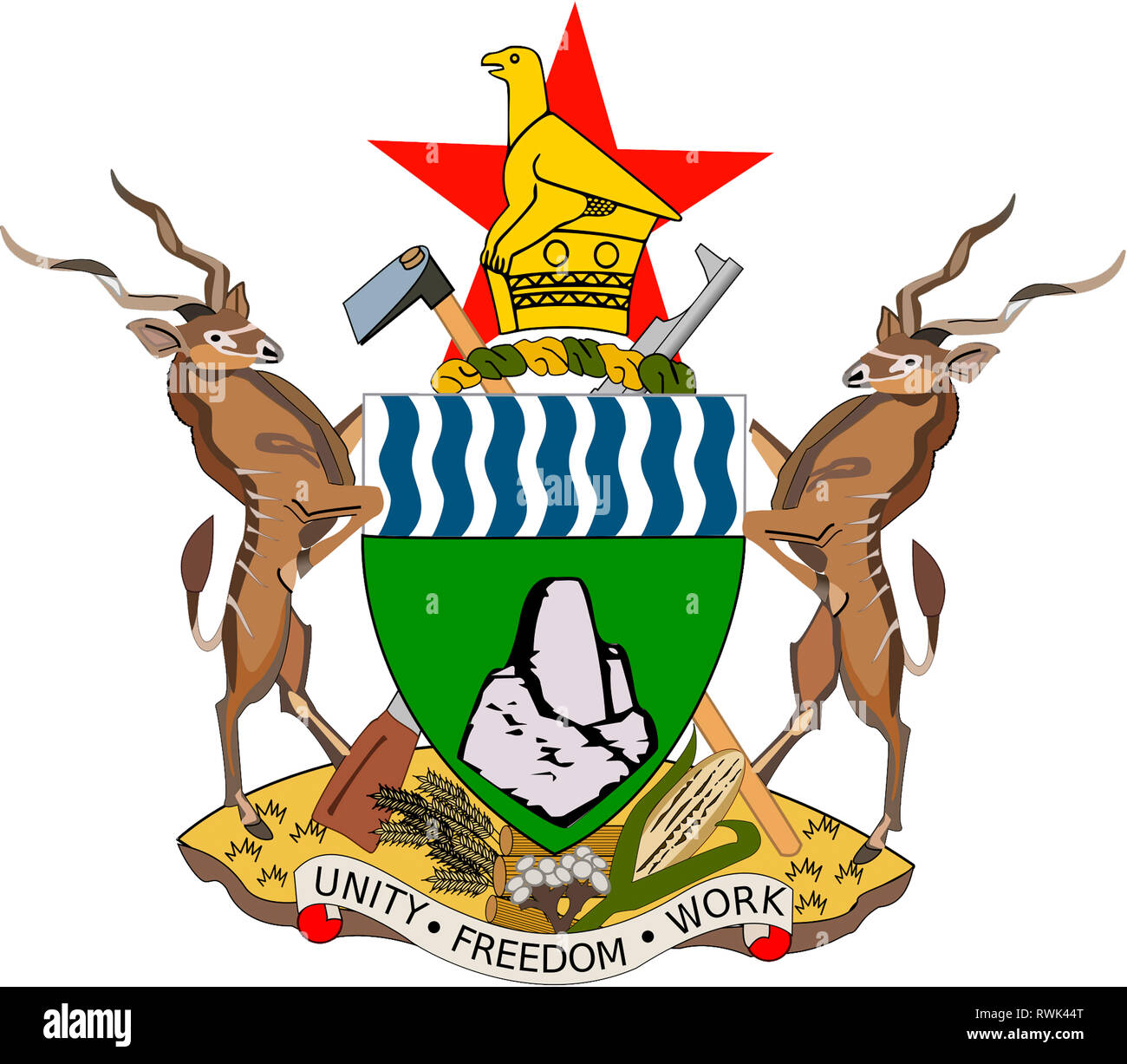 National coat of arms of the Republic of Zimbabwe Stock Photo - Alamy