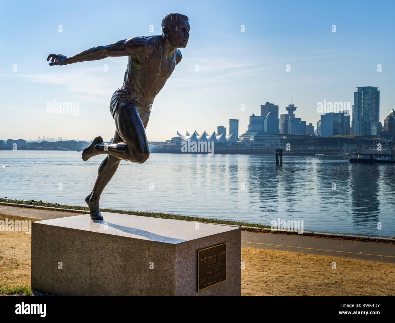 Harry Jerome statue, Stanley Park Seawall; Vancouver, British Columbia ...