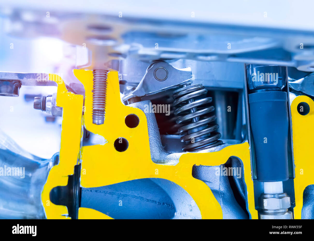 Metallic background of the internal diesel truck engine or car engine ...