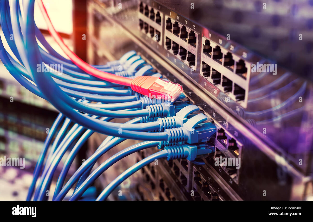 ethernet cable on network switches background Stock Photo - Alamy