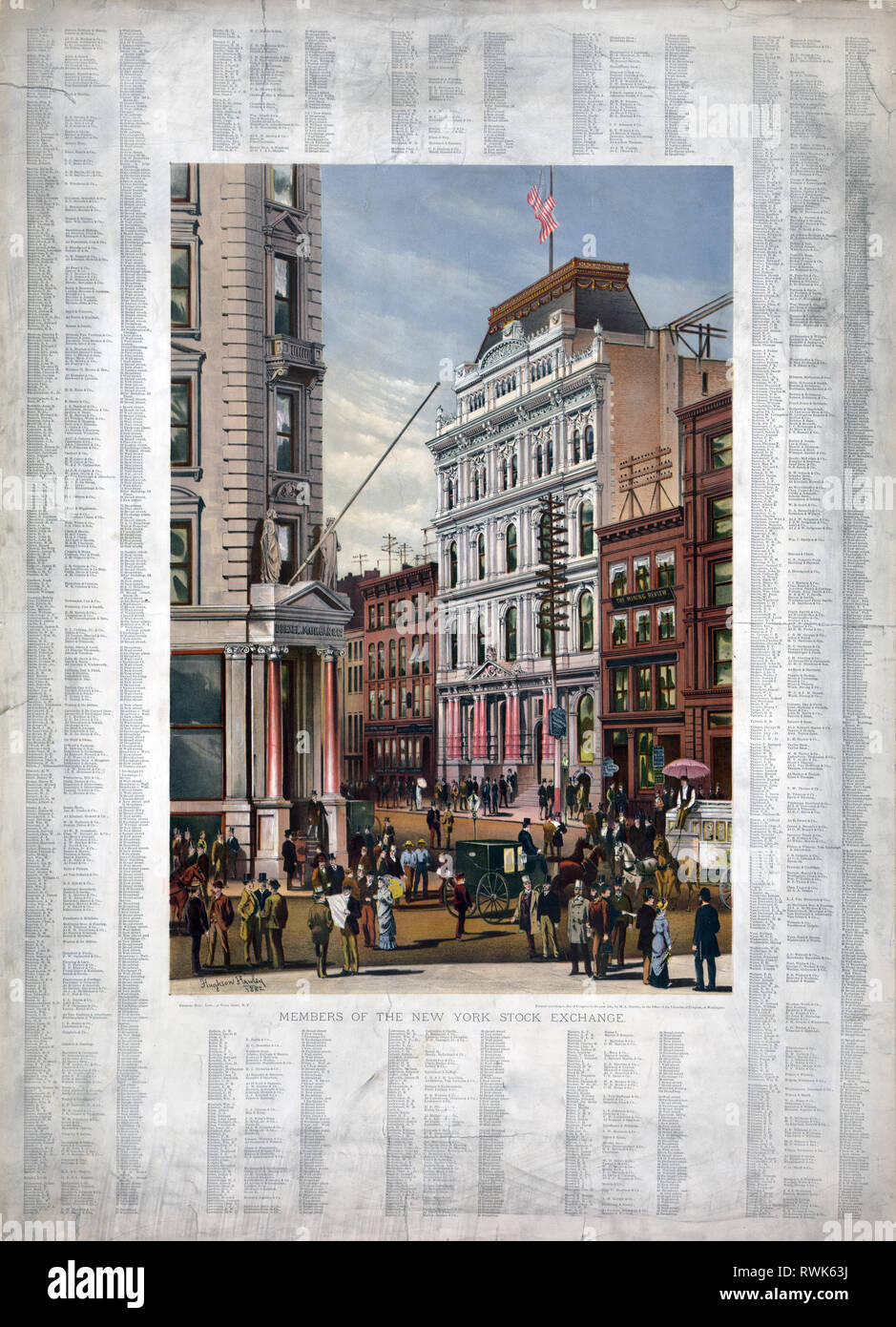 1882 Illustration of the New York Stock Exchange and its members Stock ...