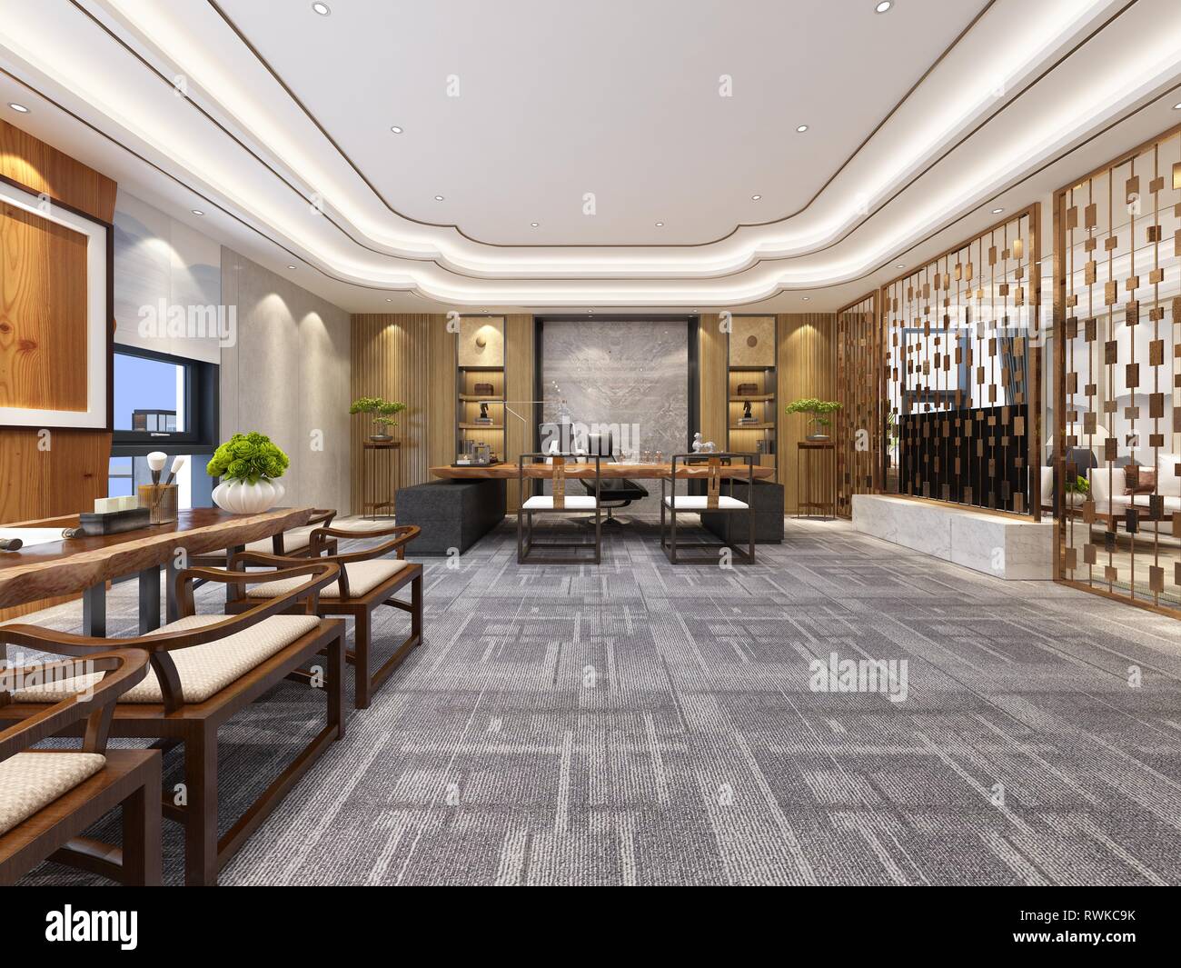 3d render working space Stock Photo - Alamy