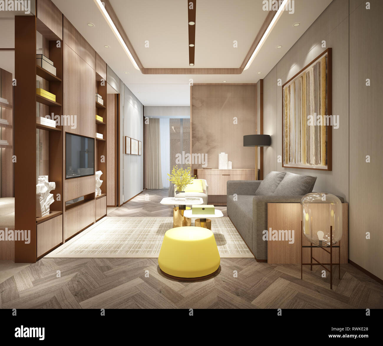 3d render home living room Stock Photo - Alamy