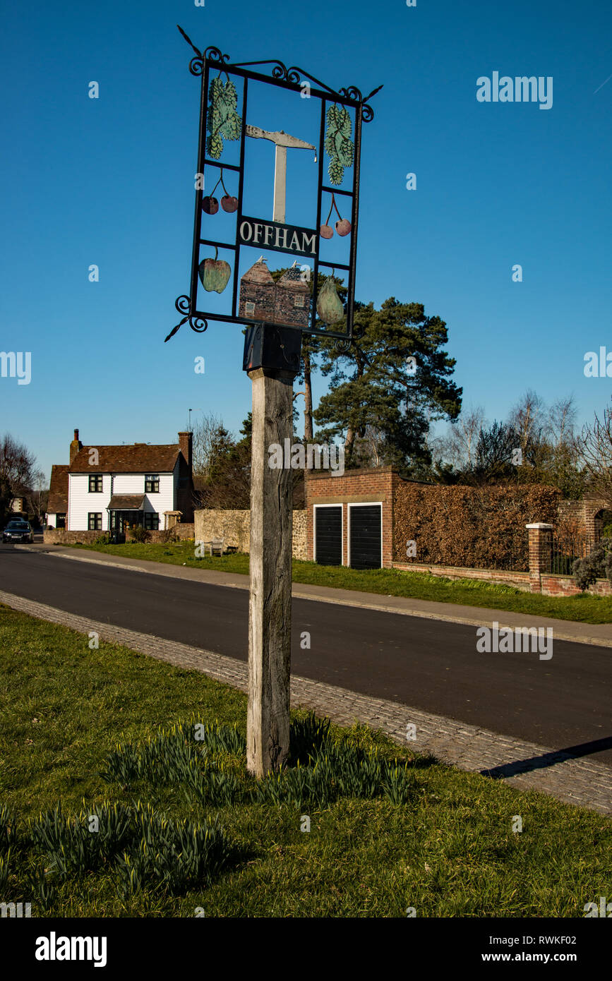 Offham village sign Stock Photo - Alamy
