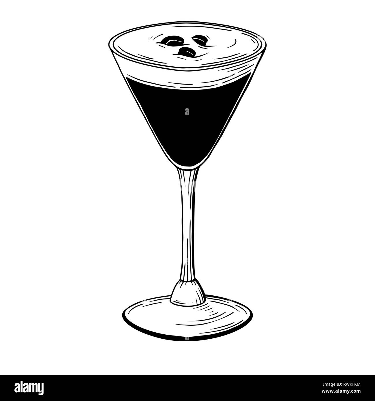 Coffee cocktail isolated on white background. Vector illustration of a ...
