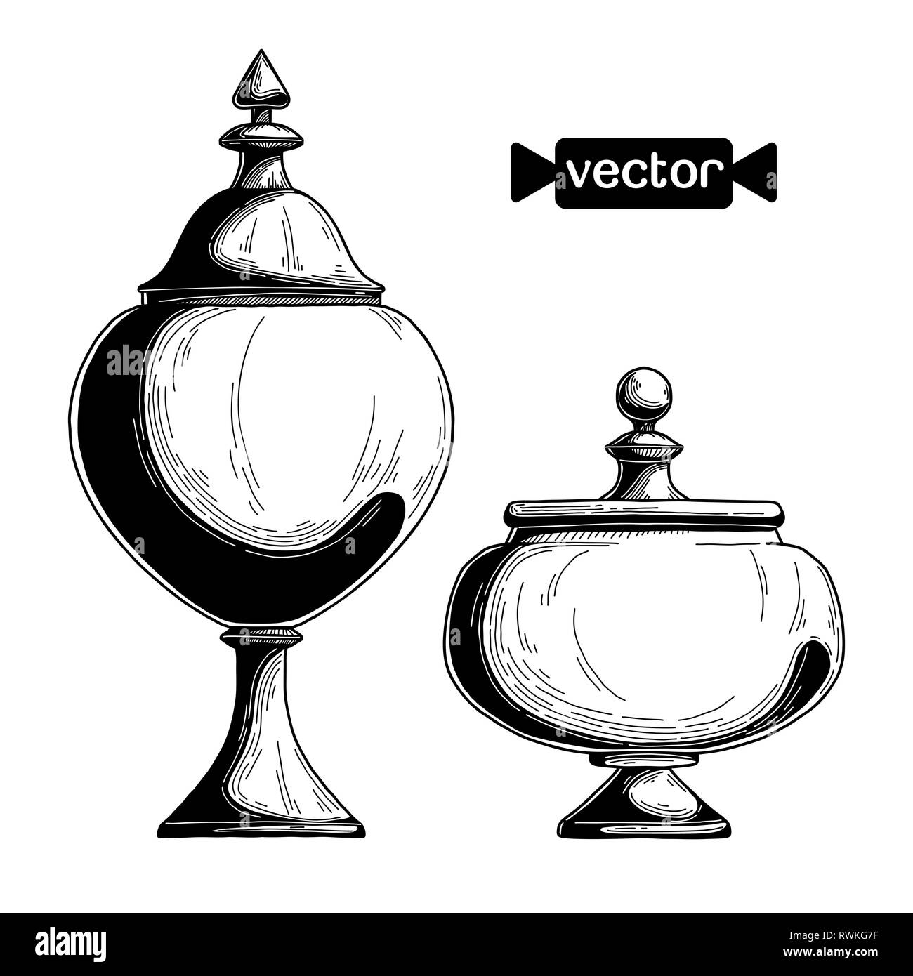 Candy jar, sugar bowl. Realistic sketch Vector illustration Stock ...