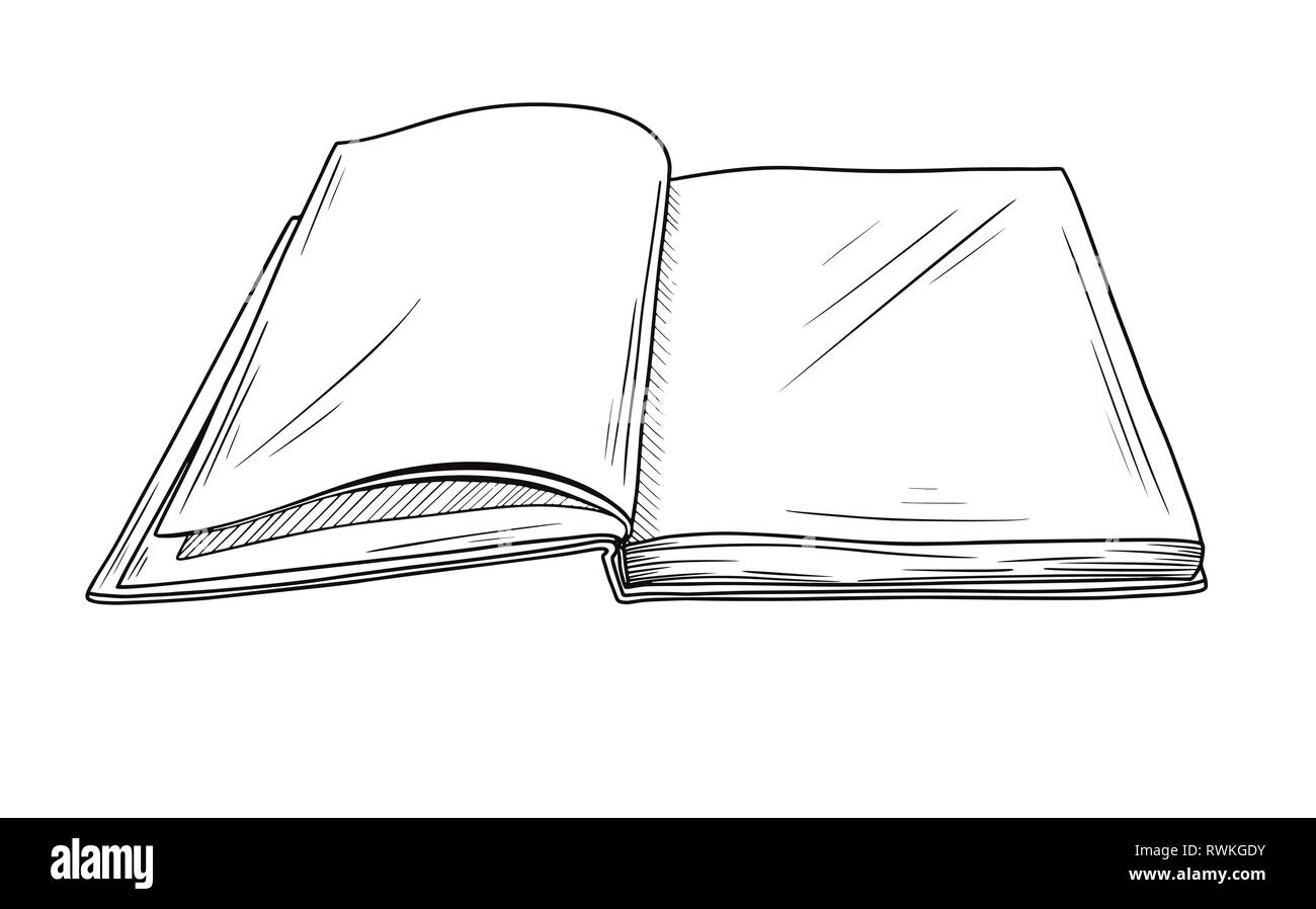 Realistic Sketch Of An Open Book The Book Is Isolated On A White realistic-sketch-of-an-open-book-the-book-is-isolated-on-a-white