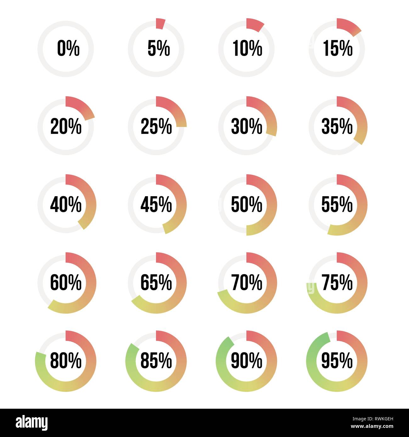Color gradation progress indicators set, vector illustration for design ...