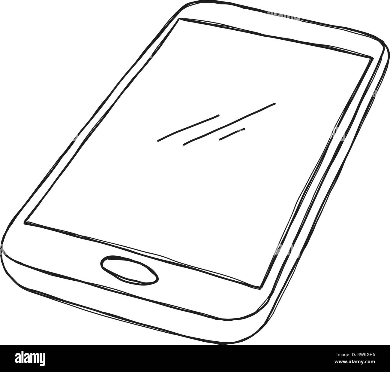 Sketch smartphone. The phone is isolated on a white background. Vector ...
