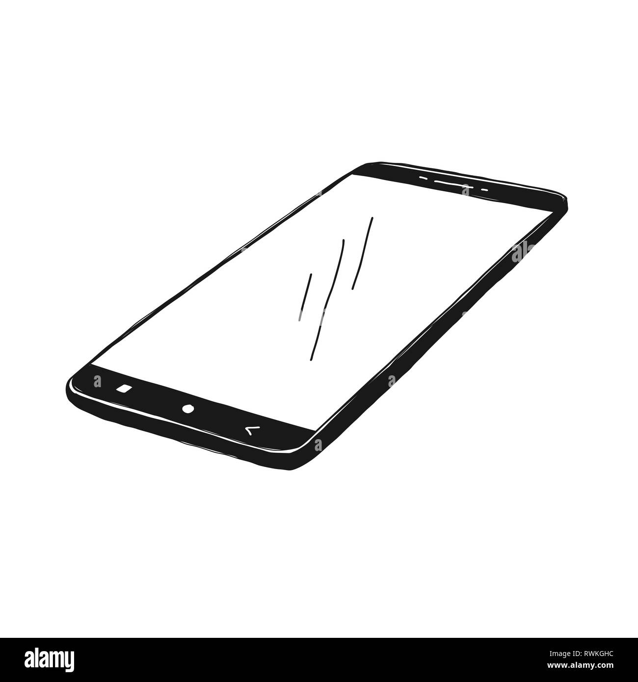 Sketch smartphone. The phone is isolated on a white background. Vector ...