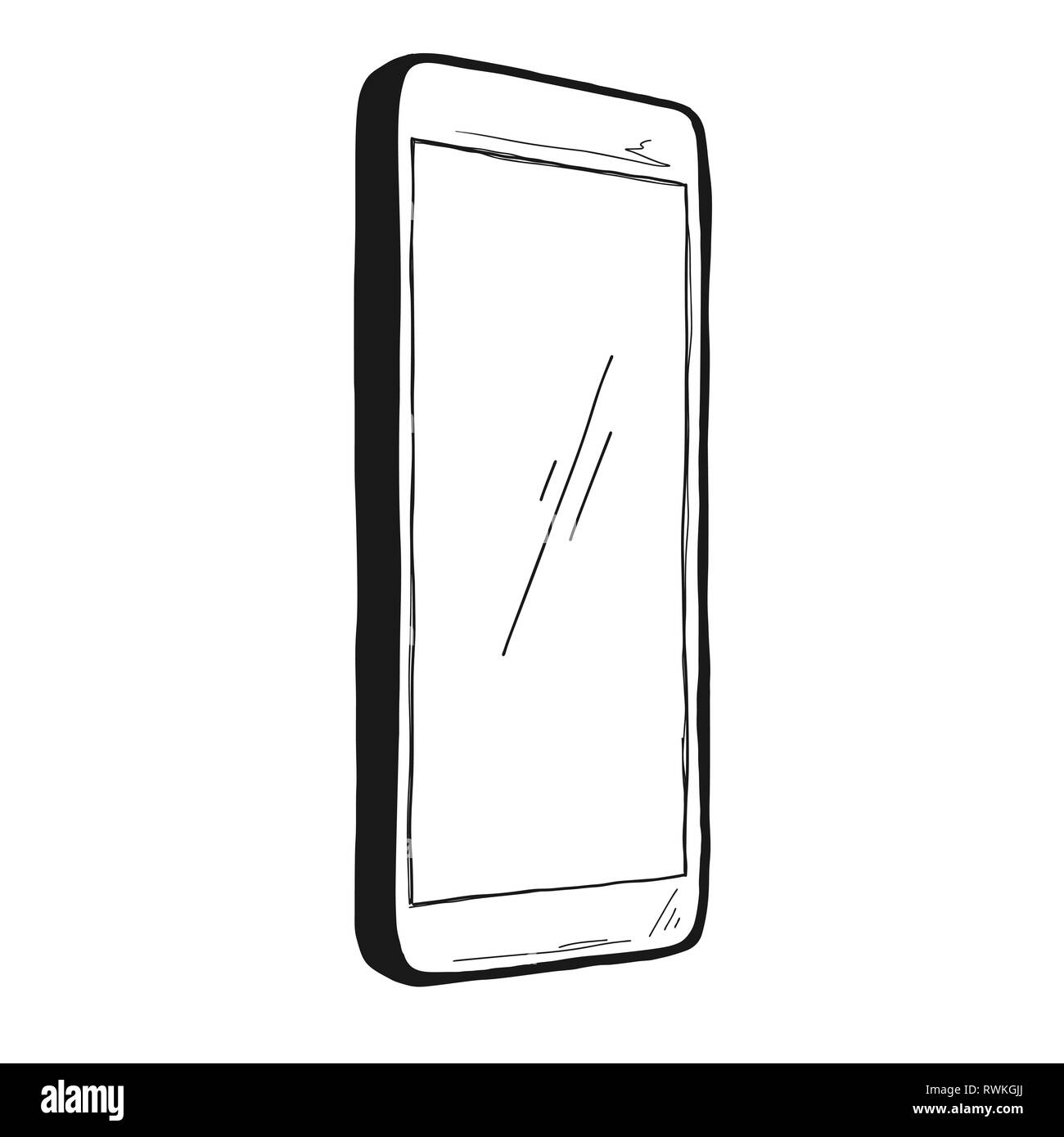 Sketch smartphone. The phone is isolated on a white background. Vector ...