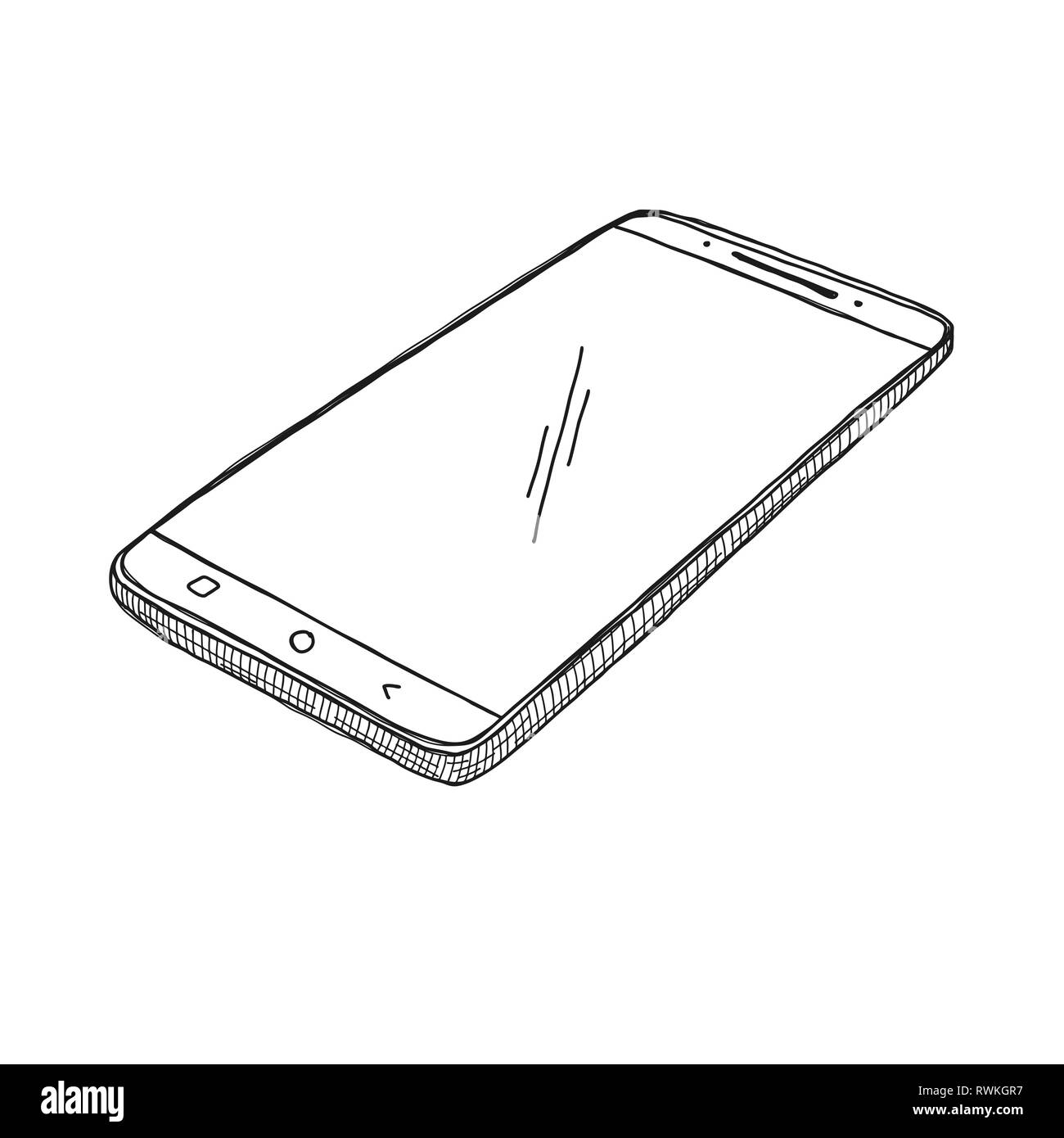 Sketch smartphone. The phone is isolated on a white background. Vector ...