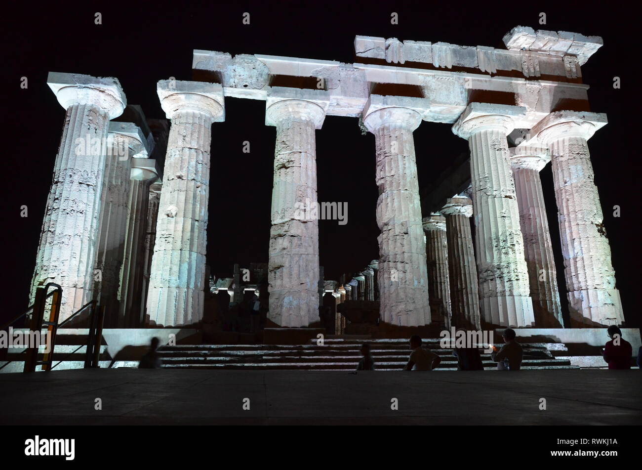 Greek temple in Selinunte by night Stock Photo - Alamy