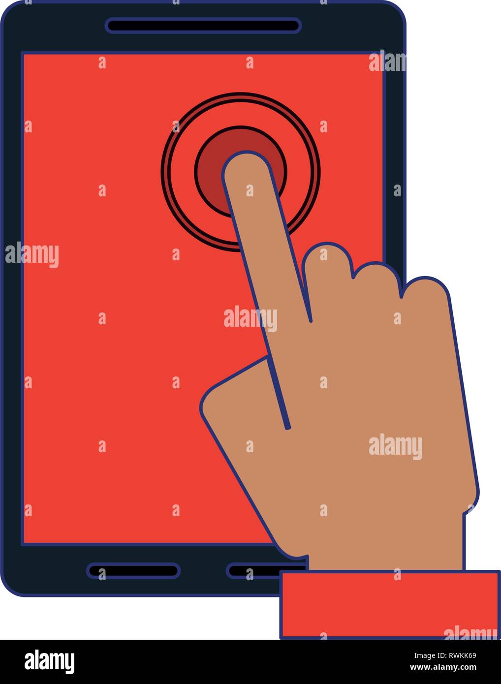 hand touching smartphone symbol vector illustration graphic design ...