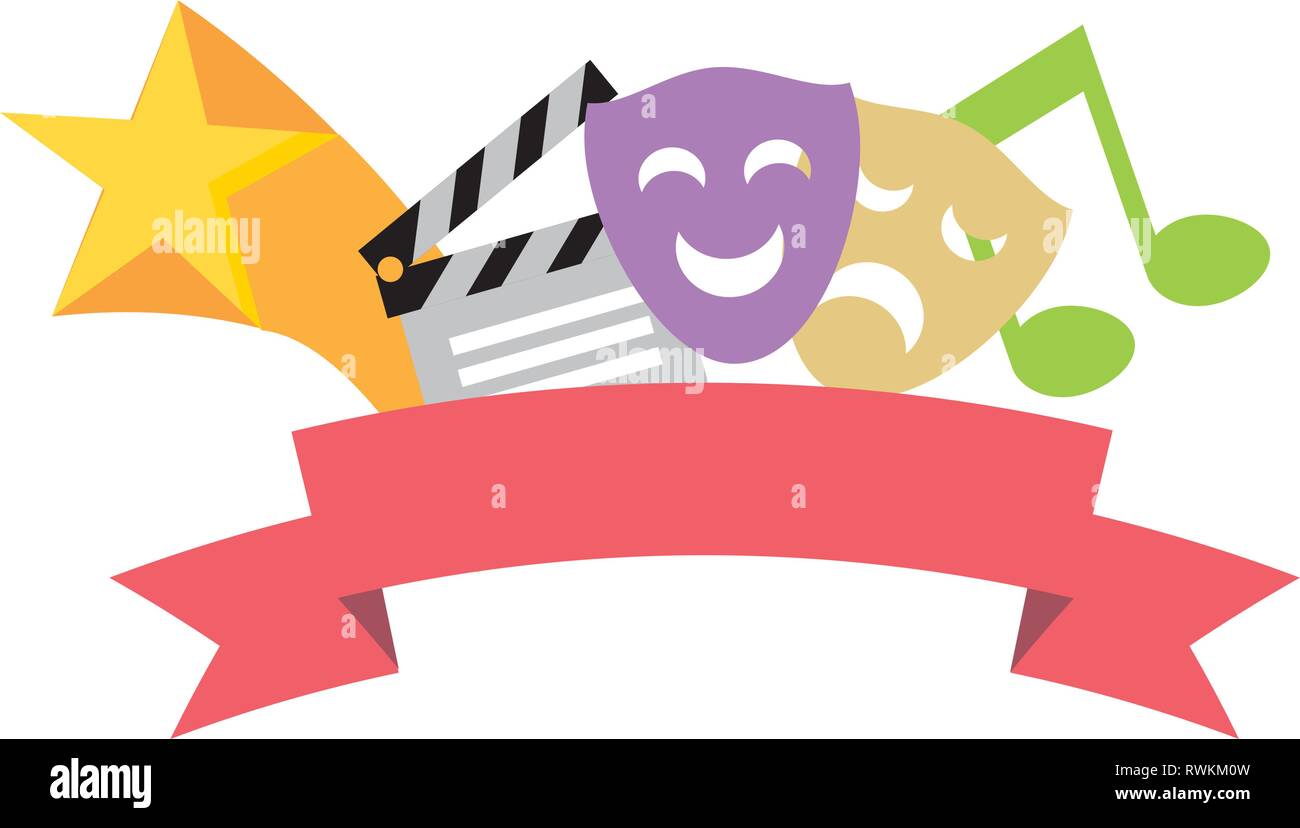 artistic masks theater clapperboard music Stock Vector Image & Art - Alamy