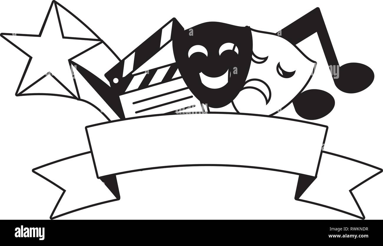 artistic masks theater clapperboard music Stock Vector Image & Art - Alamy