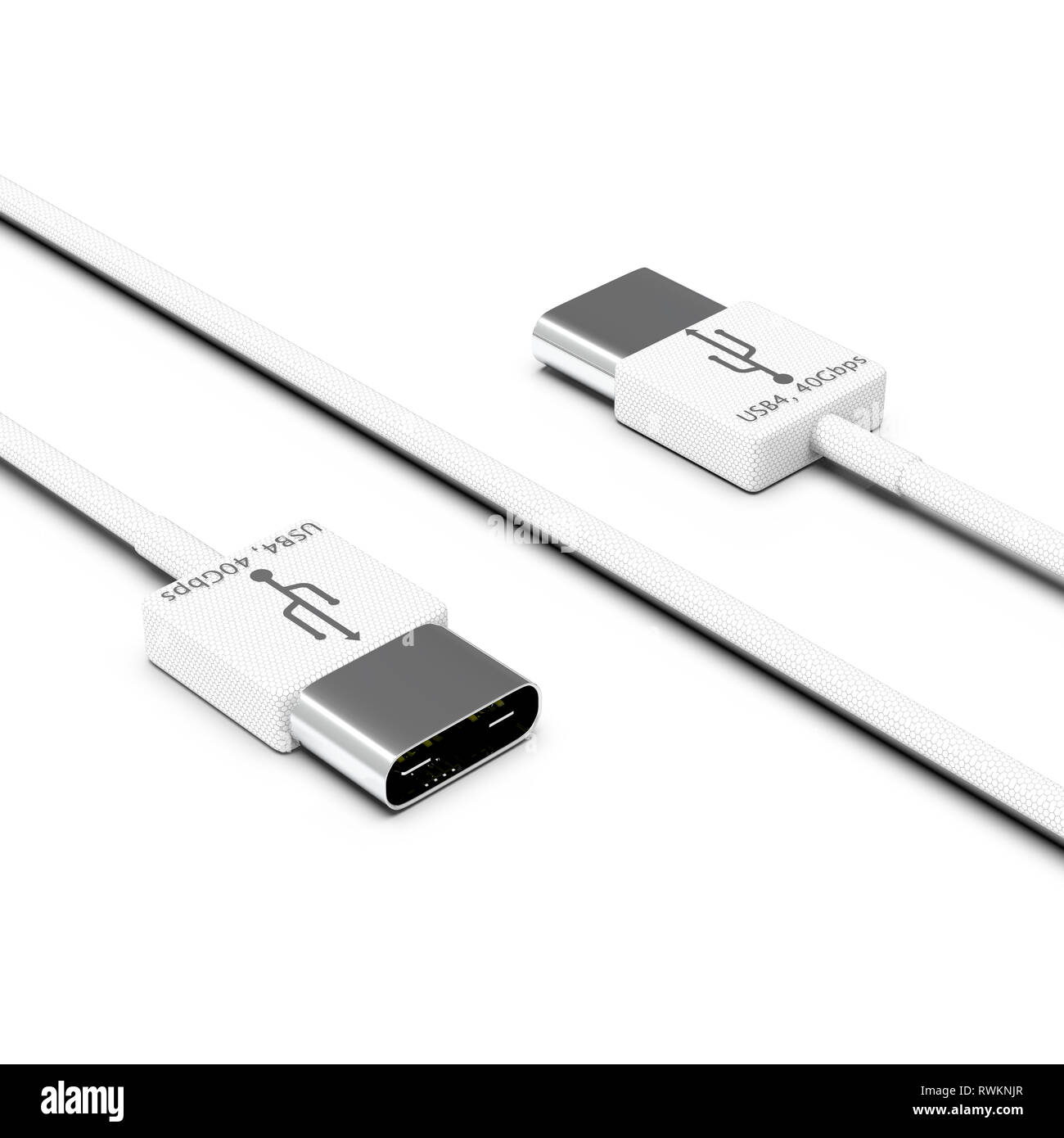 The 3d rendering of USB4 cable isolated on white background Stock Photo ...
