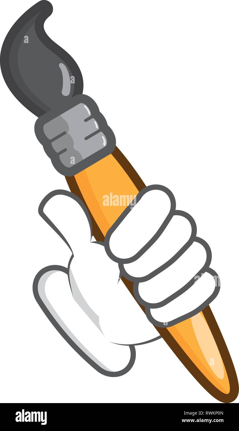 cartoon hand with brush art Stock Vector Image & Art - Alamy