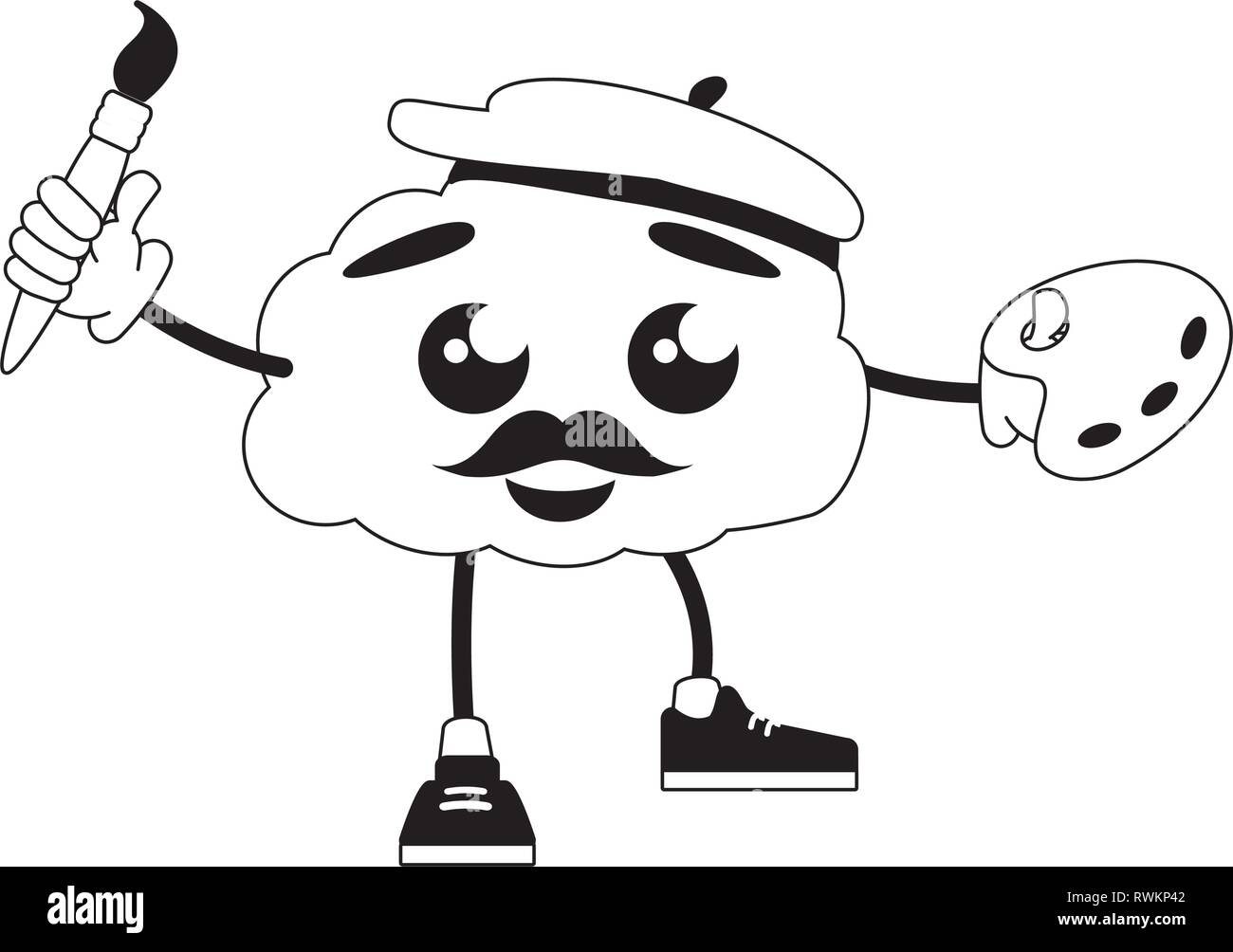 Cartoon painter holding paintbrush Cut Out Stock Images & Pictures - Alamy