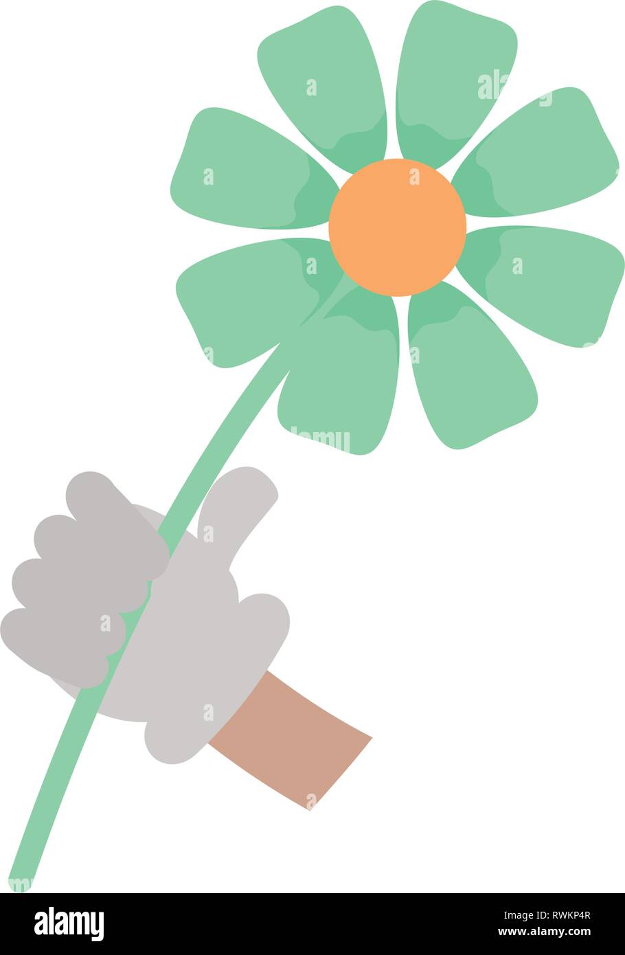 cartoon hand with flower Stock Vector Image & Art - Alamy