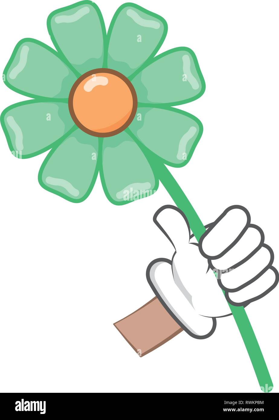cartoon hand with flower Stock Vector Image & Art - Alamy