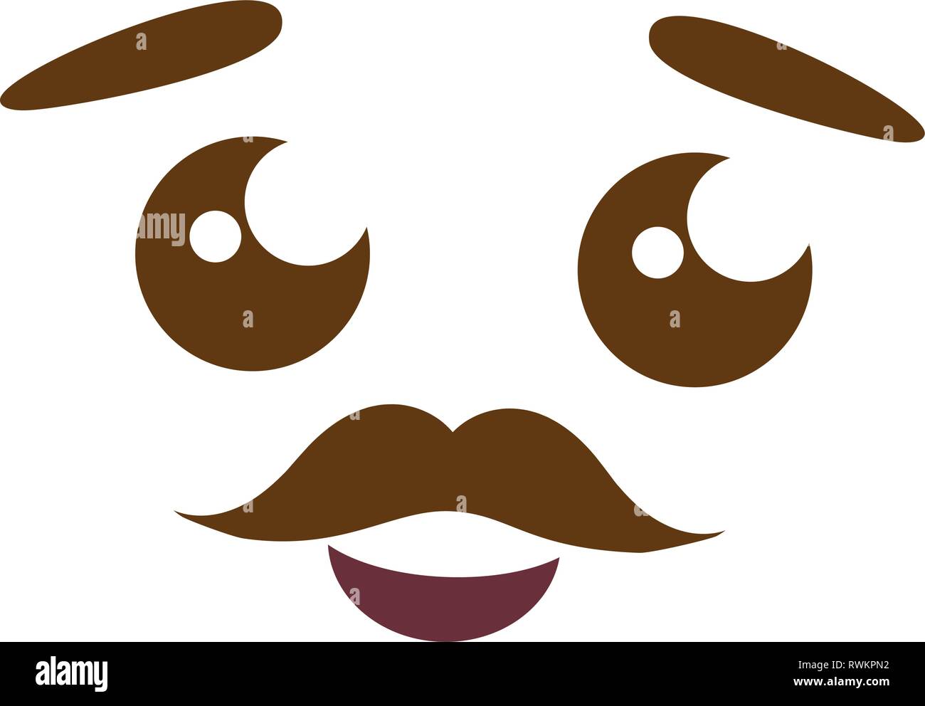Cartoon Happy Face With Mustache
