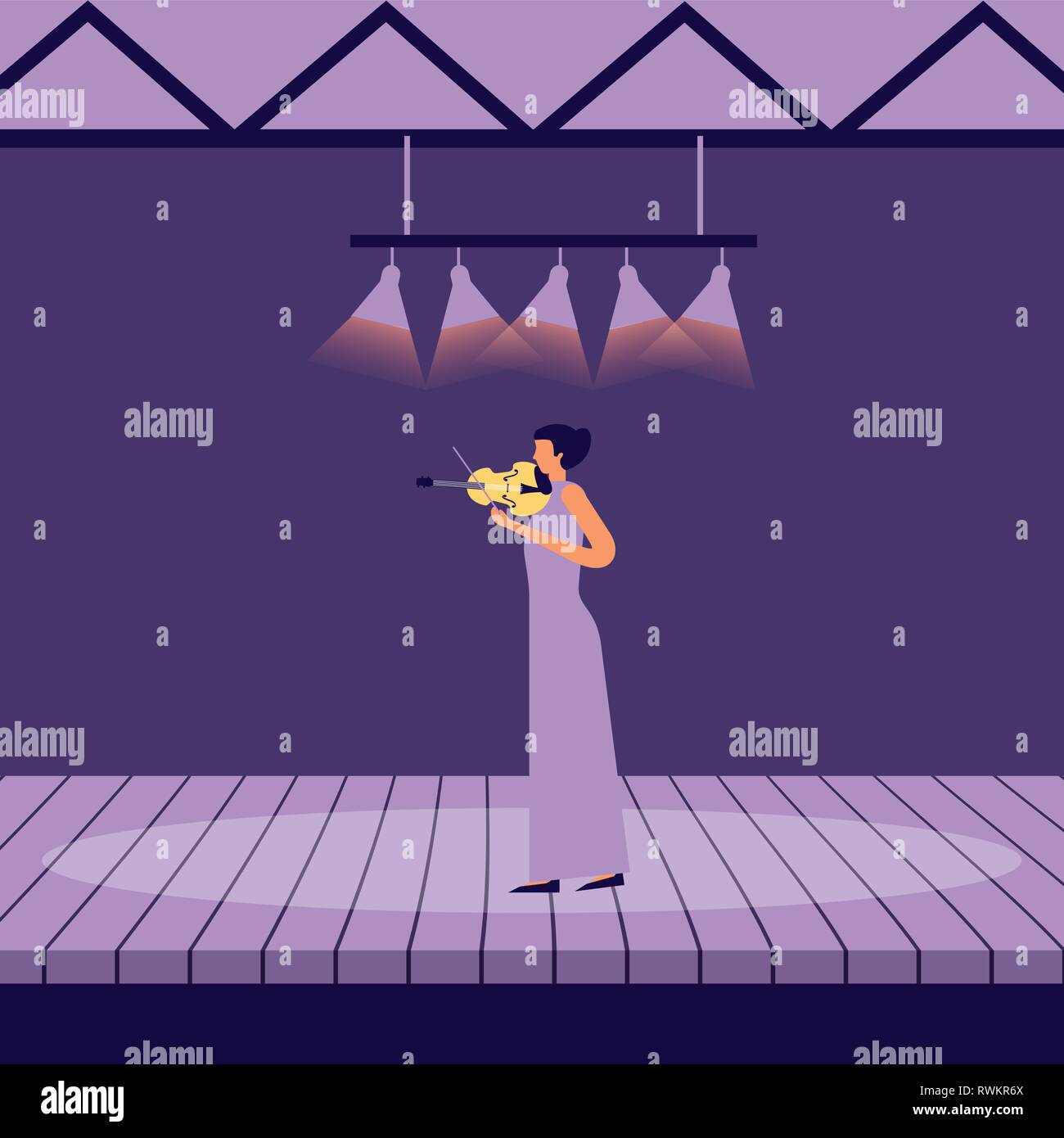 Music on violin woman Stock Vector Images - Alamy