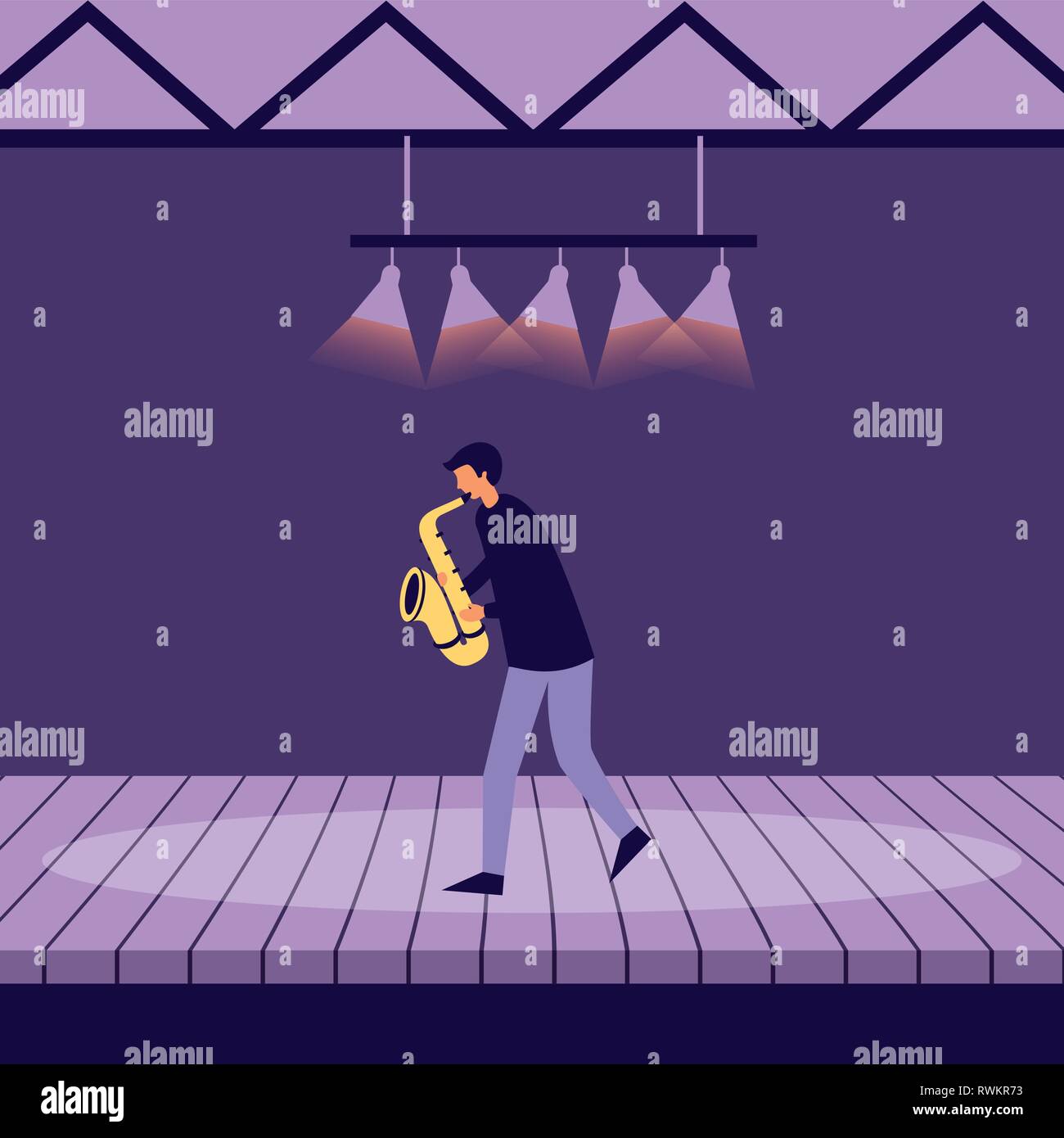 musician man with saxophone on stage Stock Vector Image & Art - Alamy