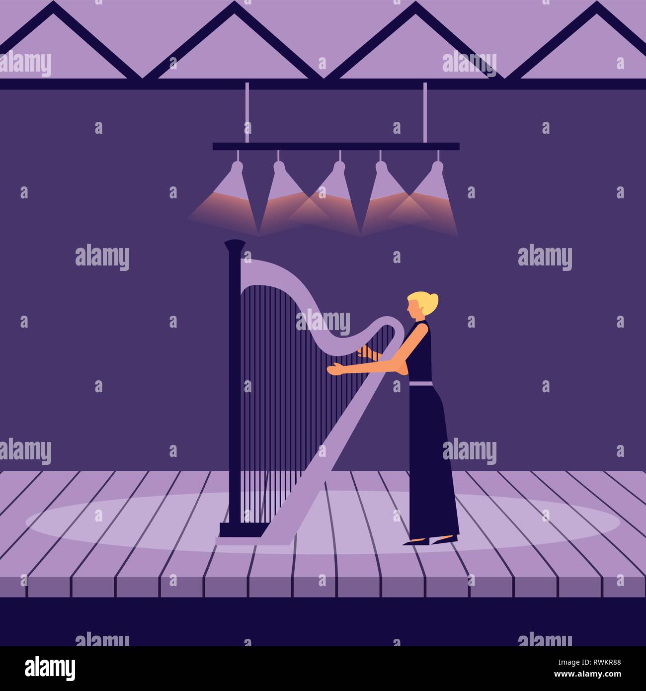 Band equipment on stage Stock Vector Images - Alamy