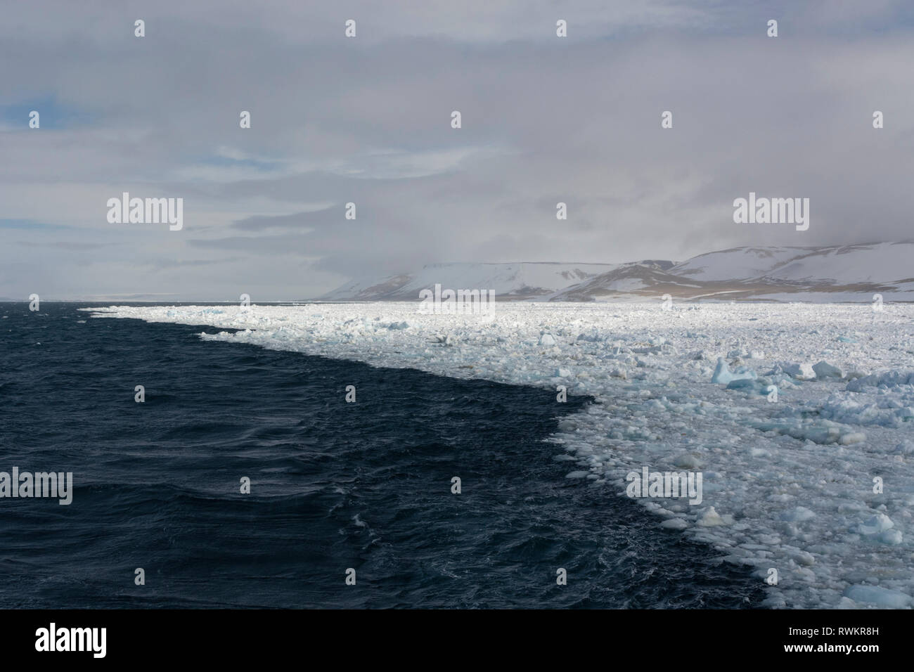 Arctic ocean and shorefast ice, Wahlenberg Fjord, Nordaustlandet ...