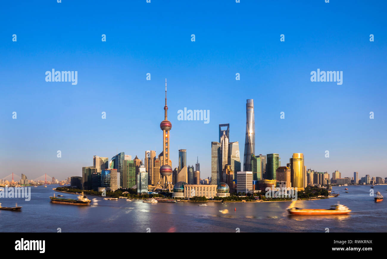 Pudong skyline and Huangpu river, Shanghai, China Stock Photo - Alamy