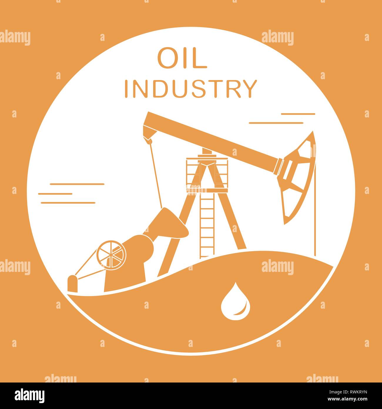 Vector illustration with equipment for oil production. Oil industry ...
