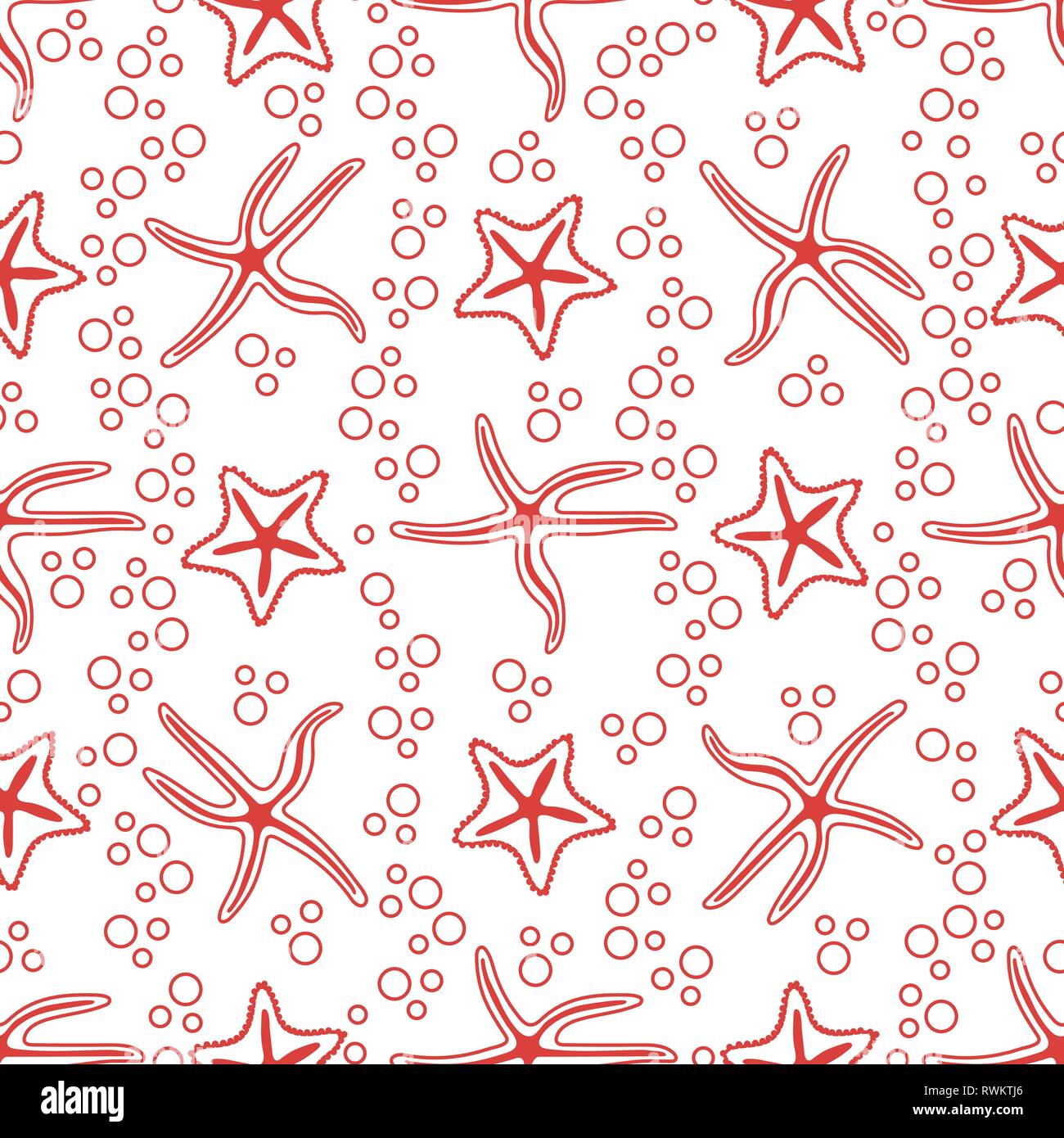 Vector seamless pattern with starfish. Marine background. Design for ...