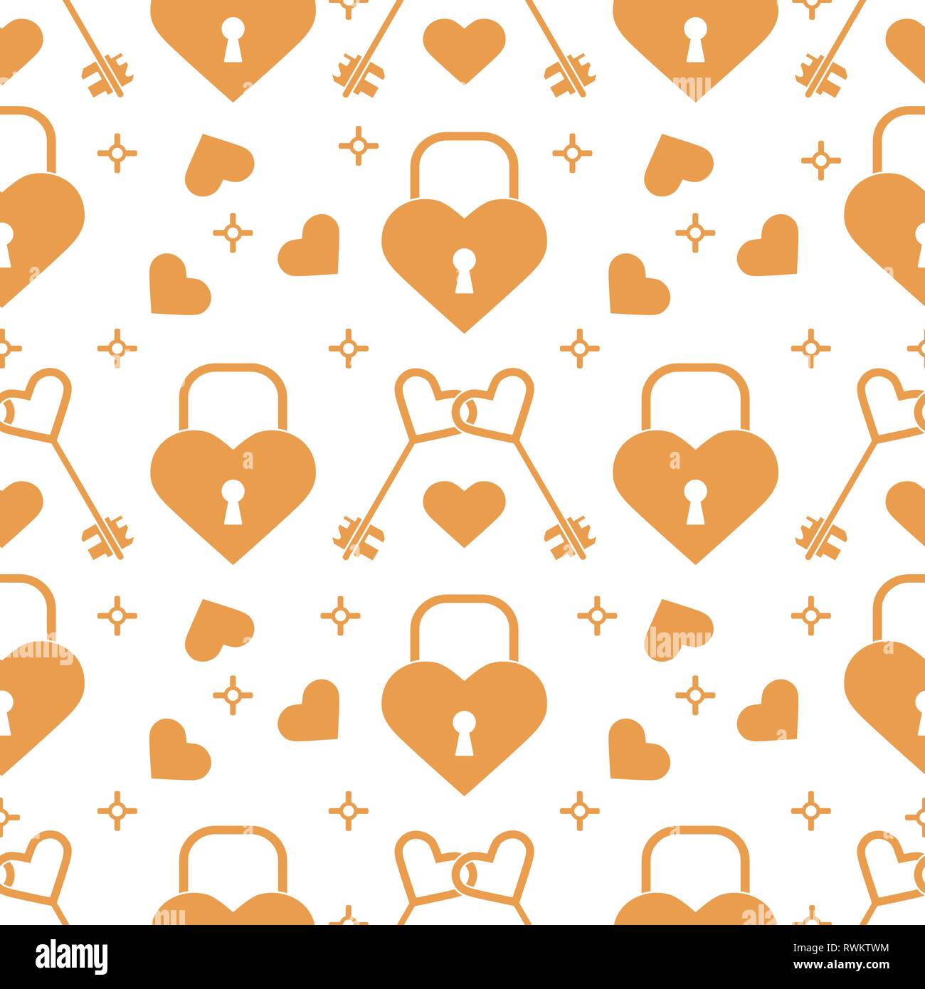 Seamless pattern with hearts, lock, keys in heart shape. Greeting card ...